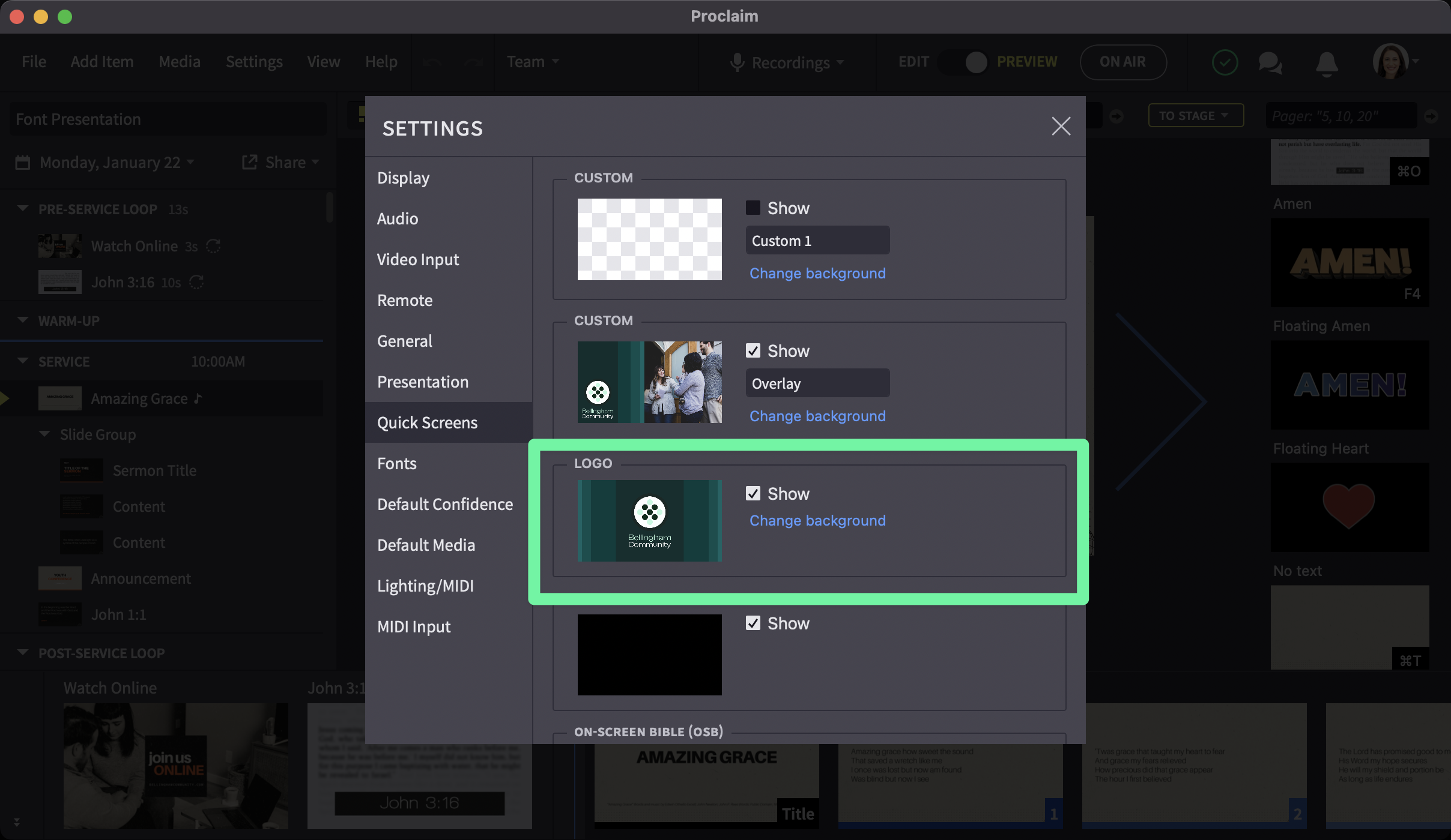 Intro To Quick Screens – Proclaim