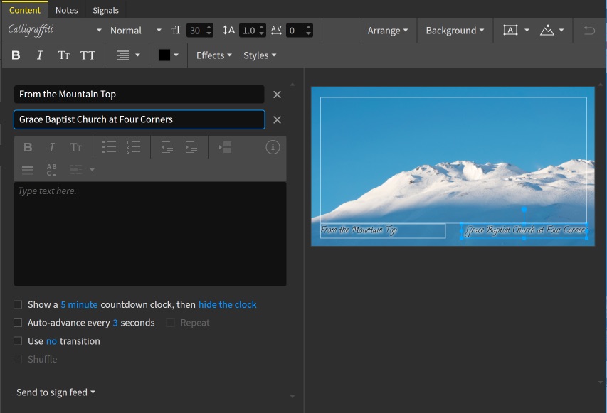 Working with text boxes in Smart Media Creator – Proclaim